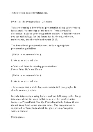 PART 1 THE Social Media assignment - 25 pointsComplete the .docx