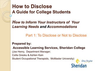 Part 1 to disclose or not to disclose | PPTX