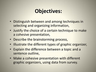 Part 1 unit 1 lesson 3 techniques in selecting and organizing ...