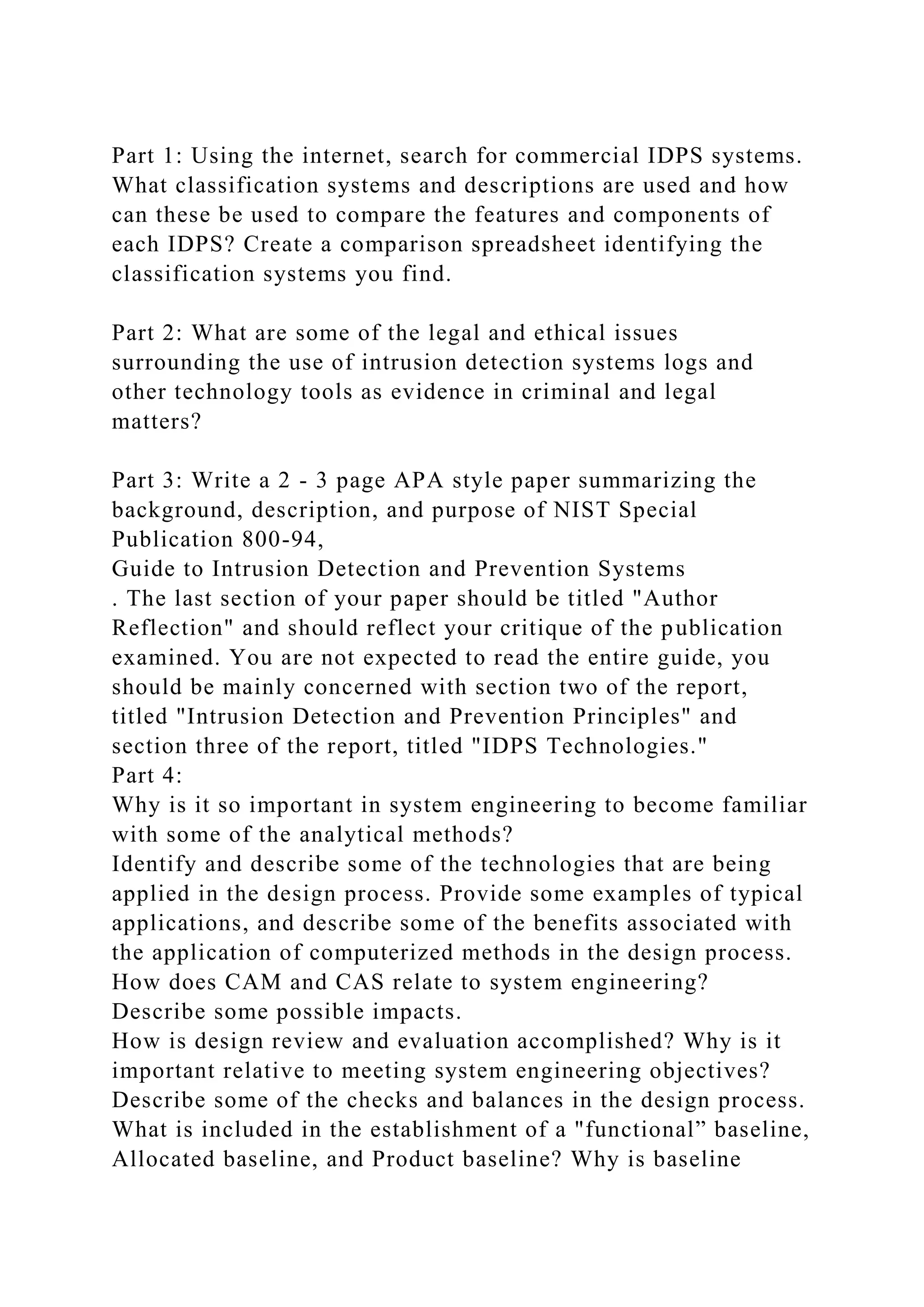 Part 1 Using the internet, search for commercial IDPS systems. What.docx