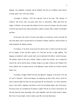 A Stylistic Analysis of Robert Frost’s Poems: Fire and Ice & A Question ...