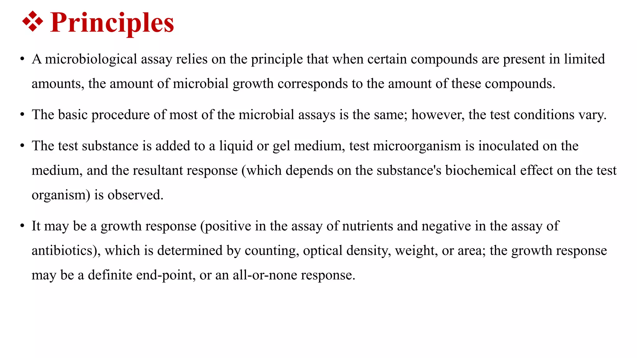 Principles and methods of different microbiological assay, methods for ...