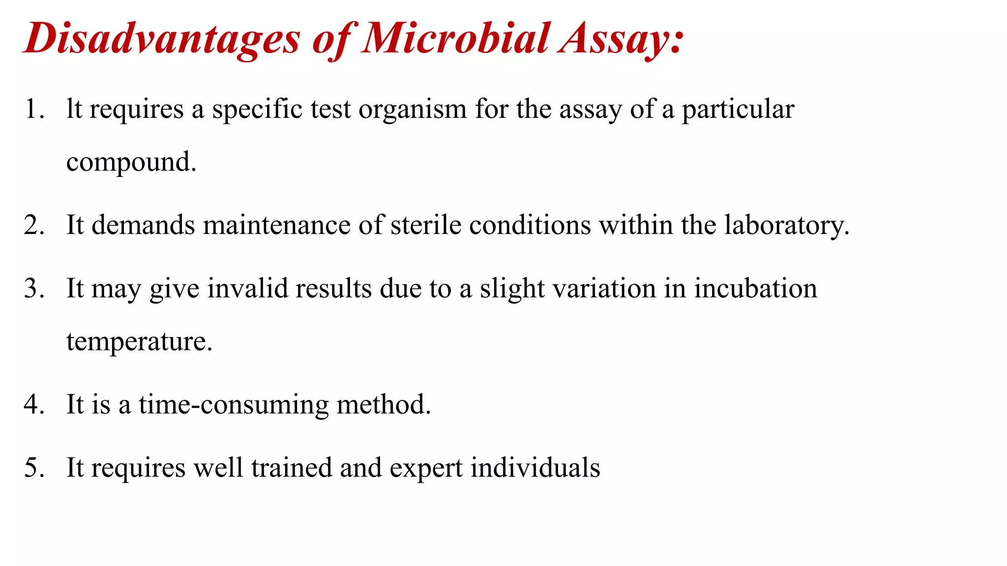Principles and methods of different microbiological assay, methods for standardization of ...