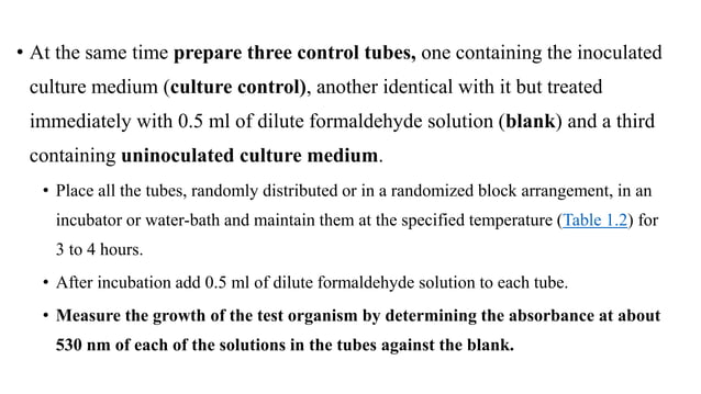 Principles and methods of different microbiological assay, methods for standardization of ...