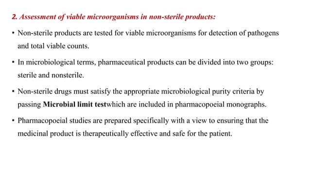 Assessment of microbial contamination and spoilage. PHARMACEUTICAL ...