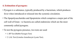 Assessment of microbial contamination and spoilage. PHARMACEUTICAL ...