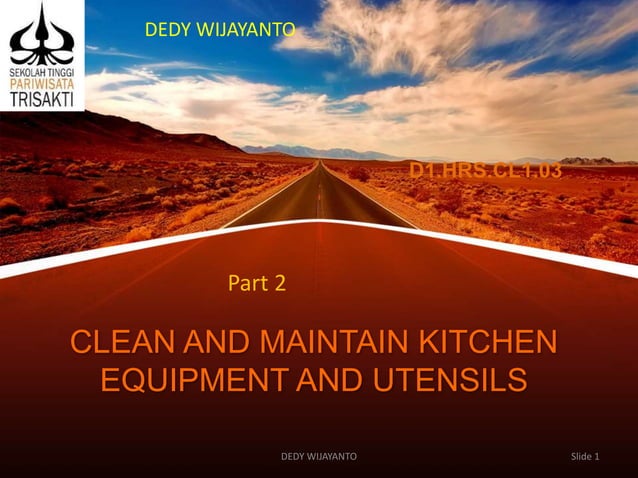 Part 2 clean and maintain kitchen equipment and utensils | PPT