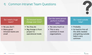 Intranet Success Part 2: Defining your ideal intranet project team | PPT