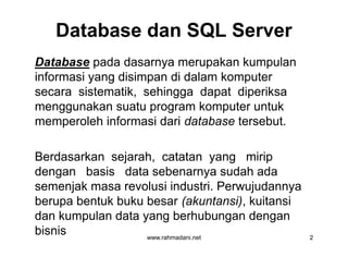 Part 2 kenalan & instalasi sql server 2005 express | PPT