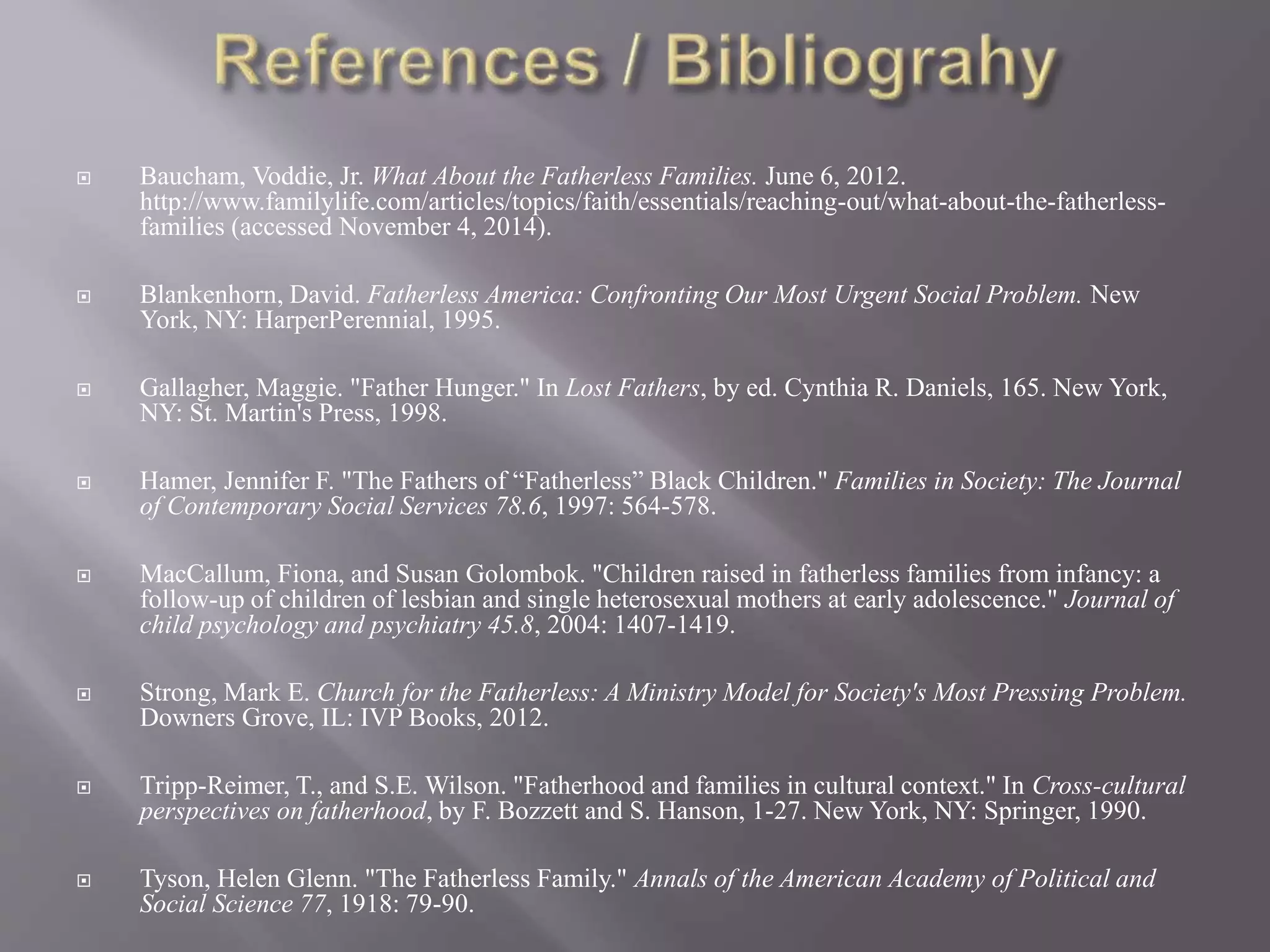 Part 2 the problem of fatherlessness | PPTX | Christianity | Religion ...
