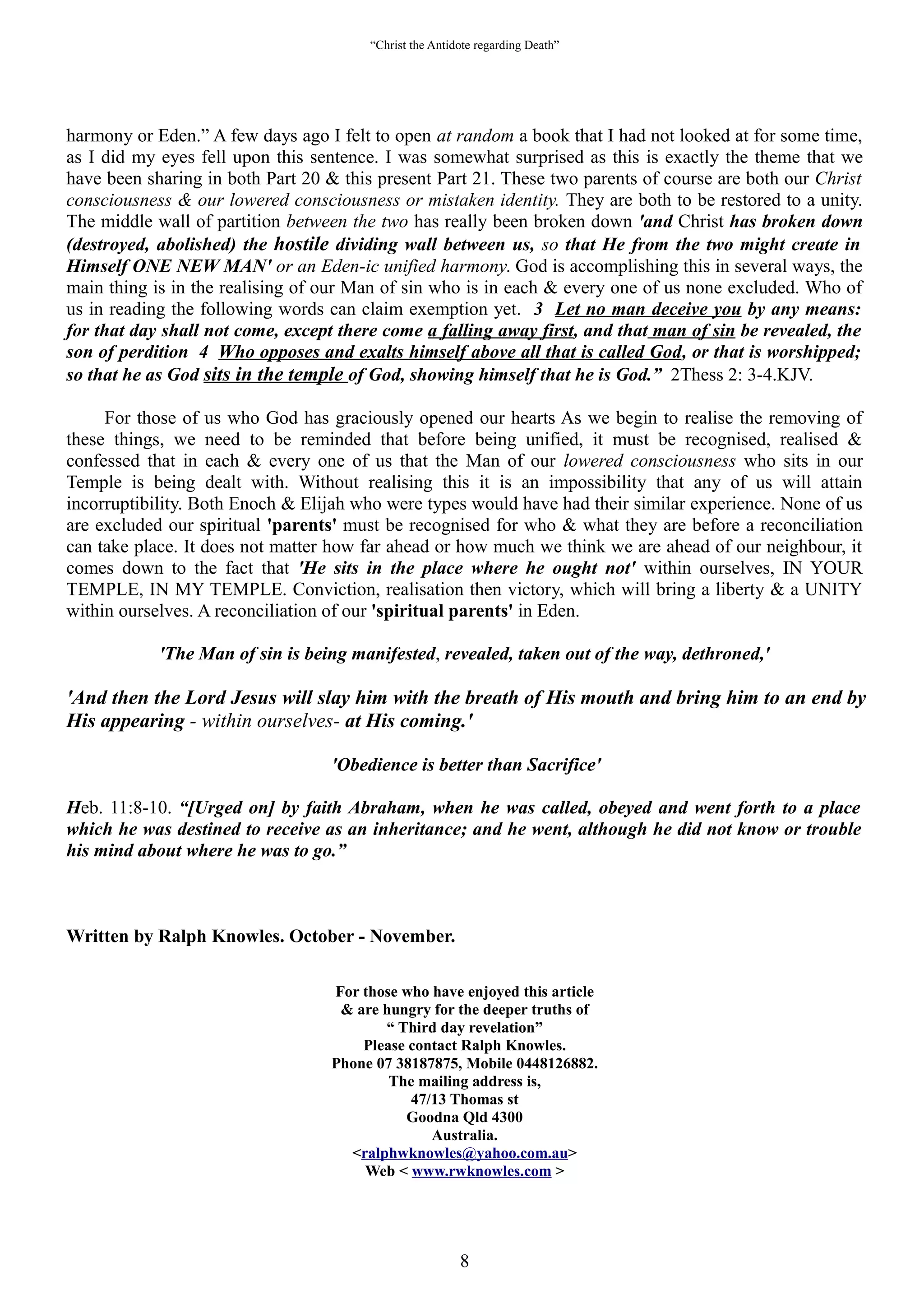 Part 21 the man of sin. | PDF