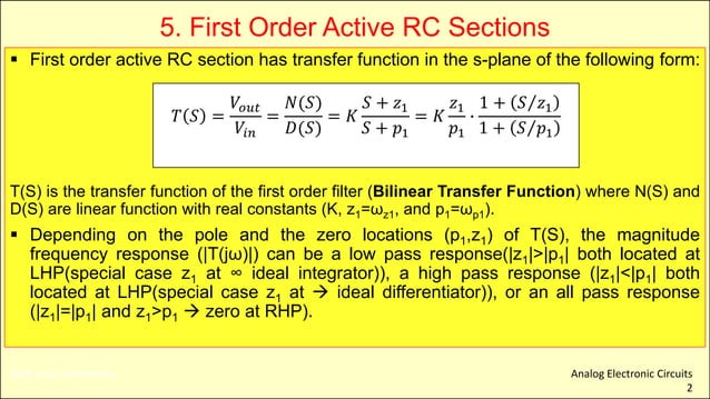 Active RC Filters Design Techniques | PPT