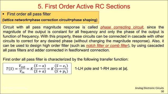 Active RC Filters Design Techniques | PPT
