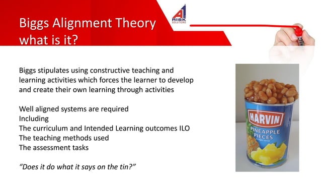 Part 2 biggs constructive alignment theory and moving and handling | PPT