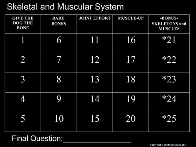 Skeletal System Quiz Game, Skeletal System Lesson for Middle School ...