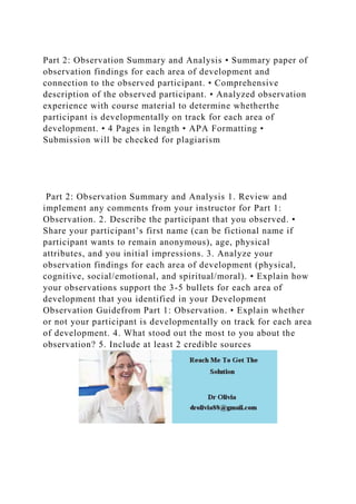 Part 2 Observation Summary and Analysis • Summary paper of observat.docx