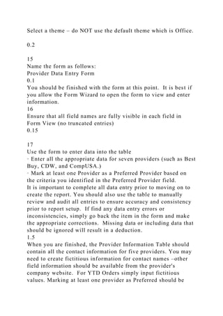 Part 2Provider Database (MS Access)For a review of the complete r.docx | Databases | Computer ...