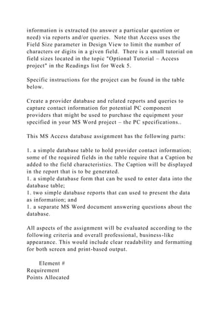 Part 2Provider Database (MS Access)Use the project description HE.docx