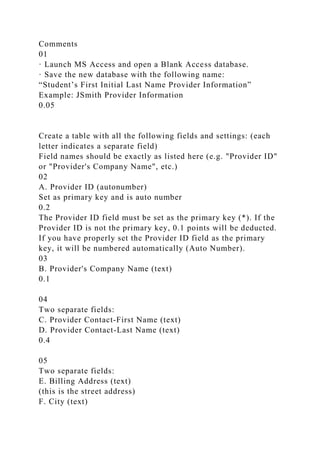 Part 2Provider Database (MS Access)Use the project description HE.docx