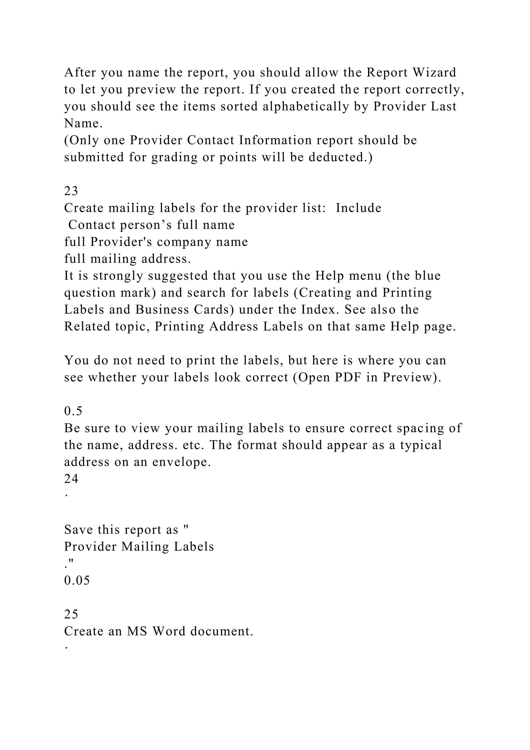 Part 2Provider Database (Open Office Database)Use the project.docx | Databases | Computer ...