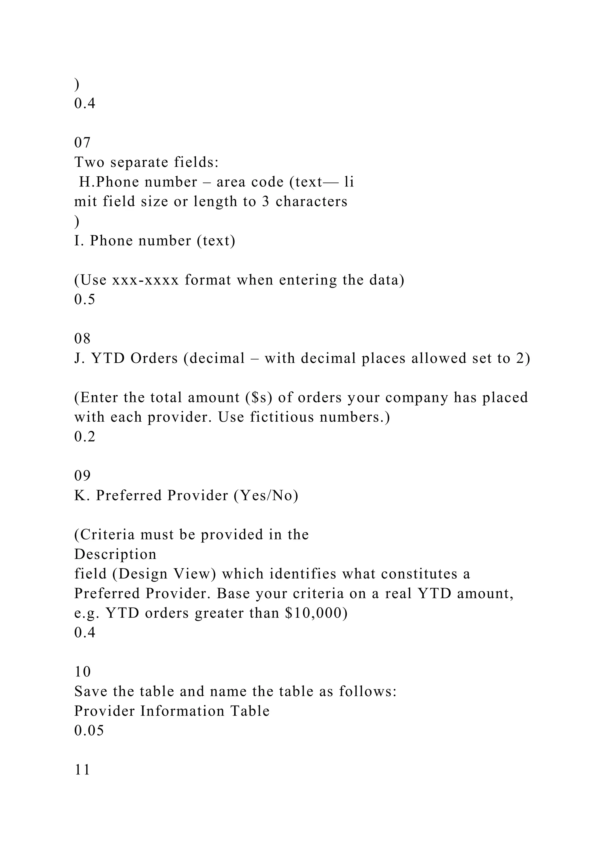 Part 2Provider Database (Open Office Database)Use the project.docx | Databases | Computer ...