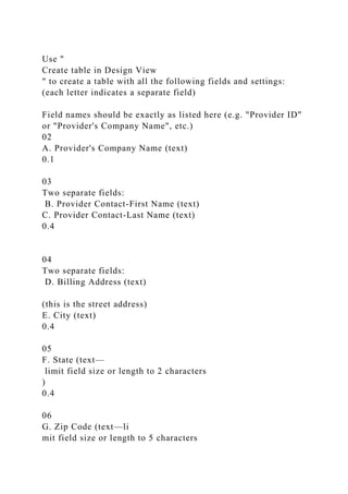Part 2Provider Database (Open Office Database)Use the project.docx | Databases | Computer ...
