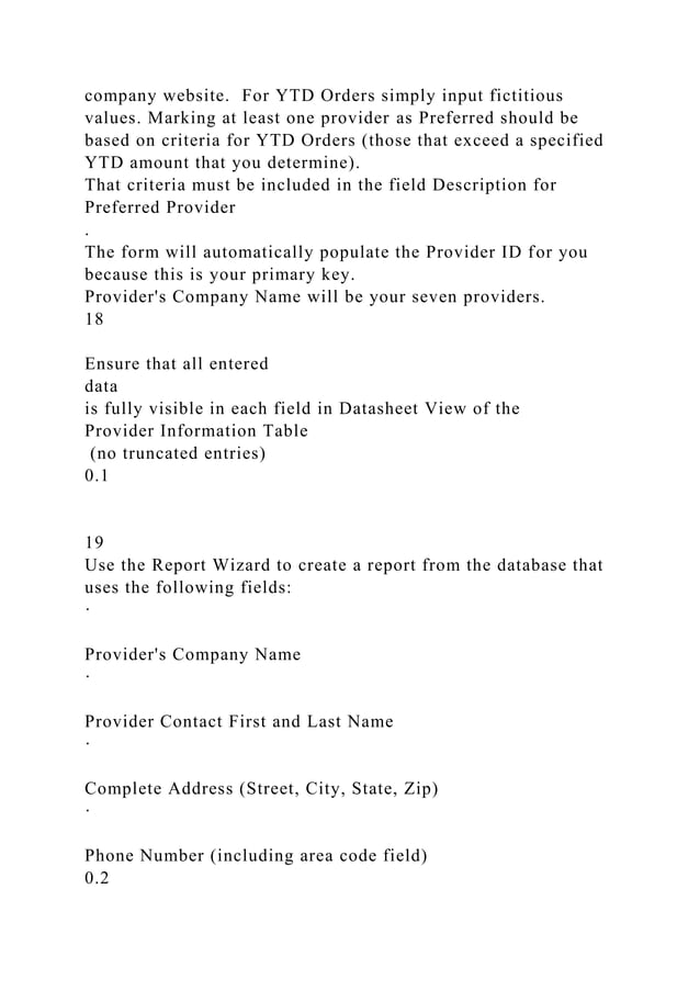 Part 2Provider Database (Open Office Database)Use the project.docx | Databases | Computer ...