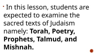 LESSON 2 SACRED TEXTS OF JUDAISM: OLD TESTAMENT.pptx