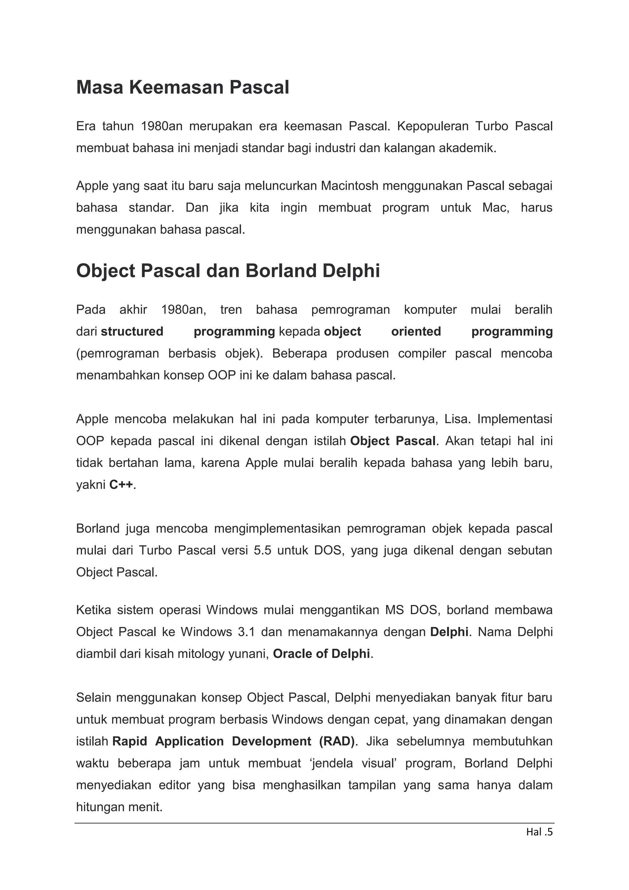 Part 2 sejarah bahasa pemrograman pascal | PDF Part 2 sejarah bahasa pemrograman pascal | PDF