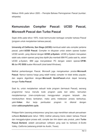 Part 2 sejarah bahasa pemrograman pascal | PDF