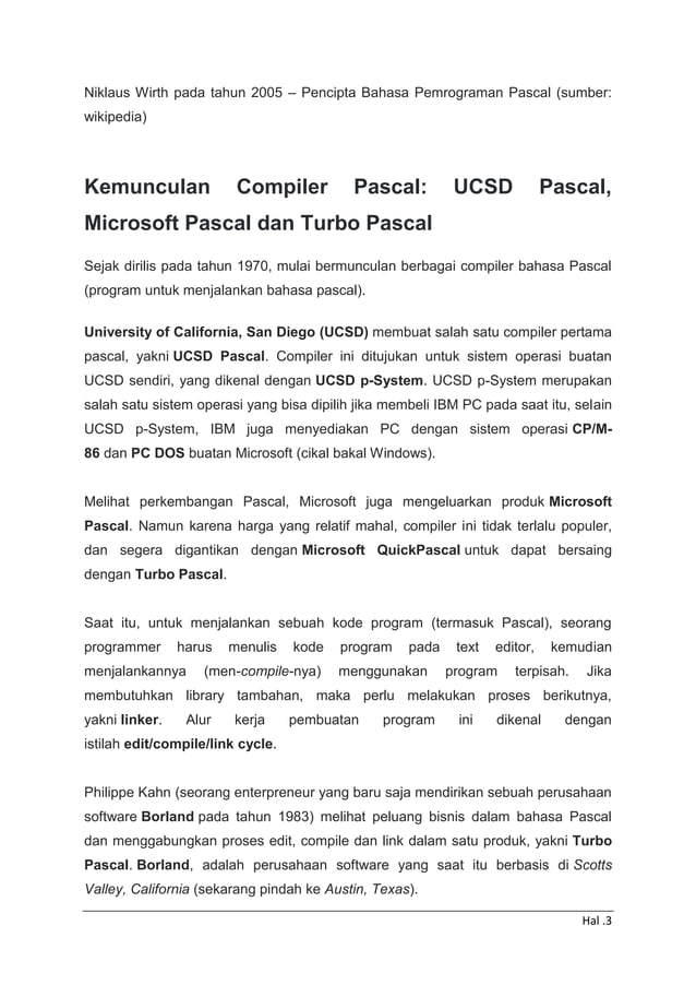 Part 2 sejarah bahasa pemrograman pascal | PDF