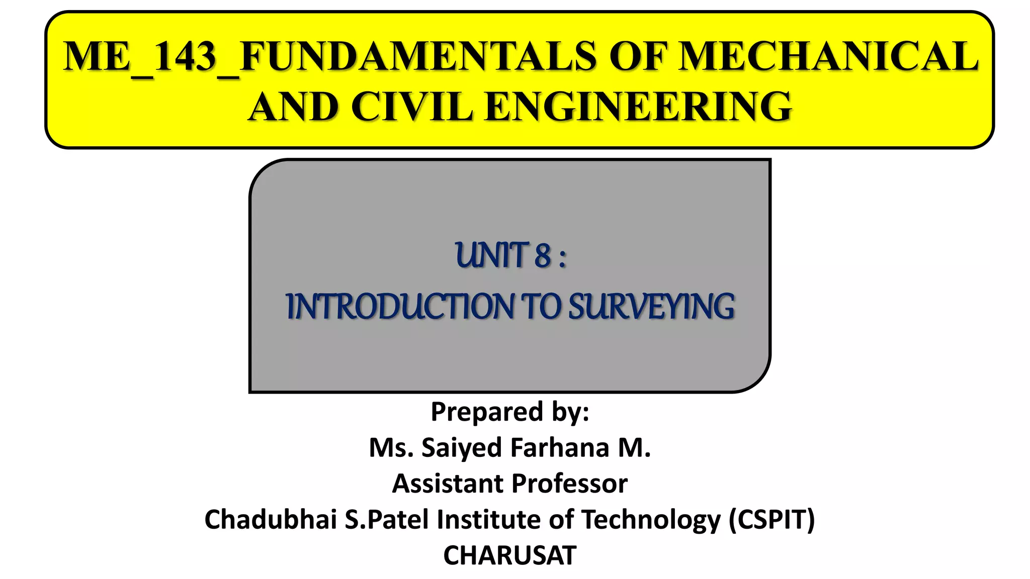 INTRODUCTION TO SURVEYING | PPTX