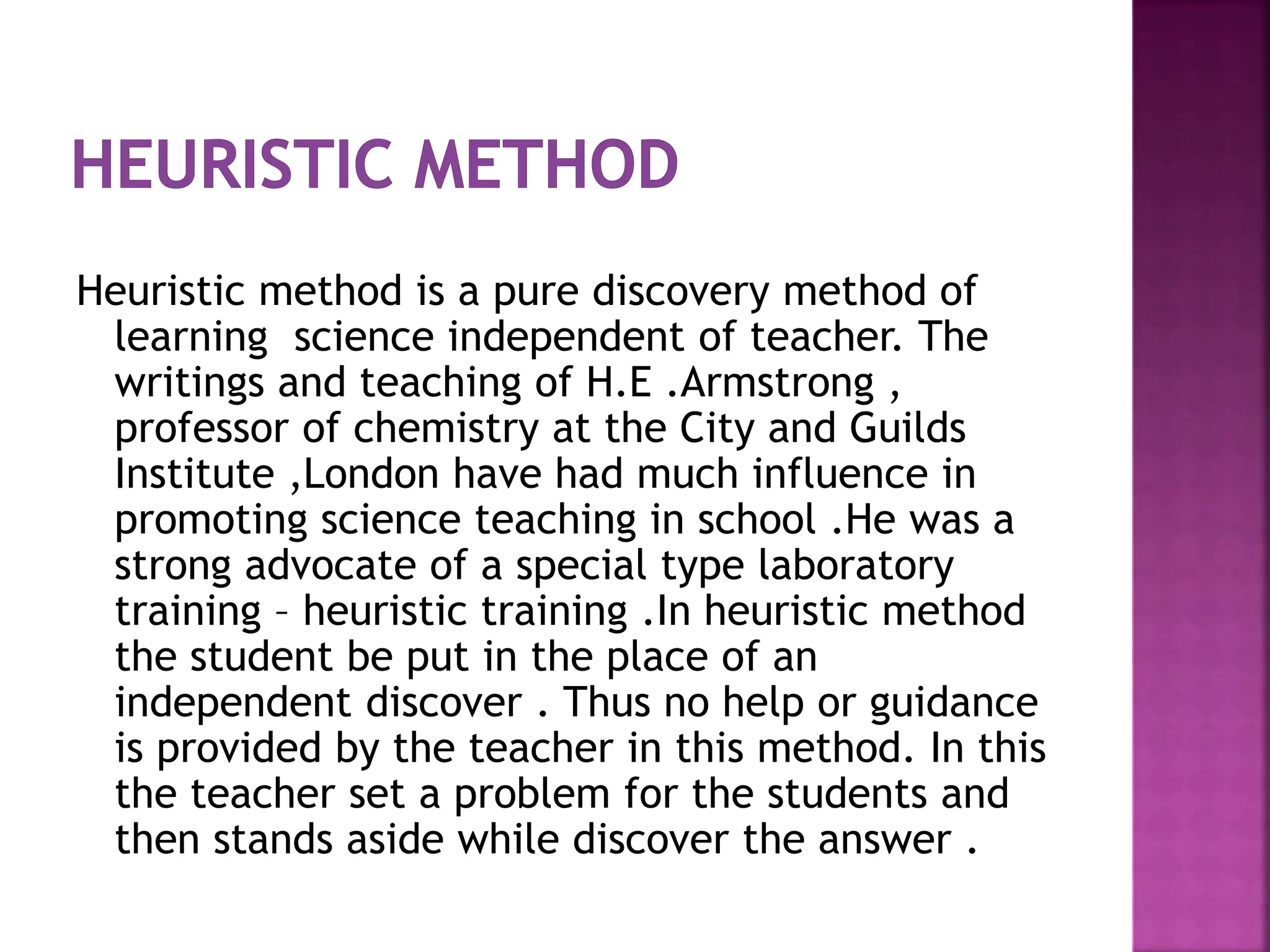Heuristic method of teaching : student centered | PDF