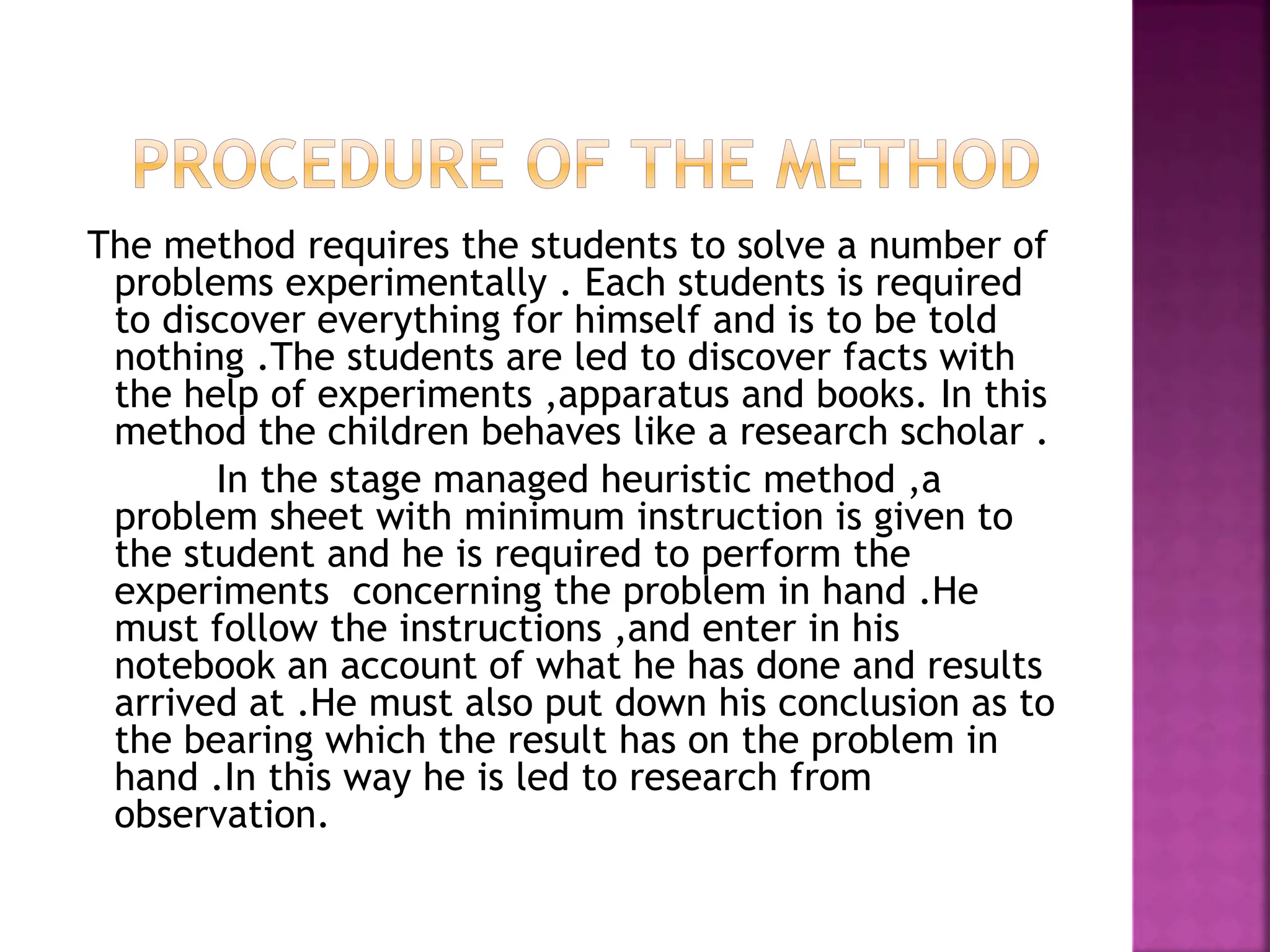 Heuristic method of teaching : student centered | PDF