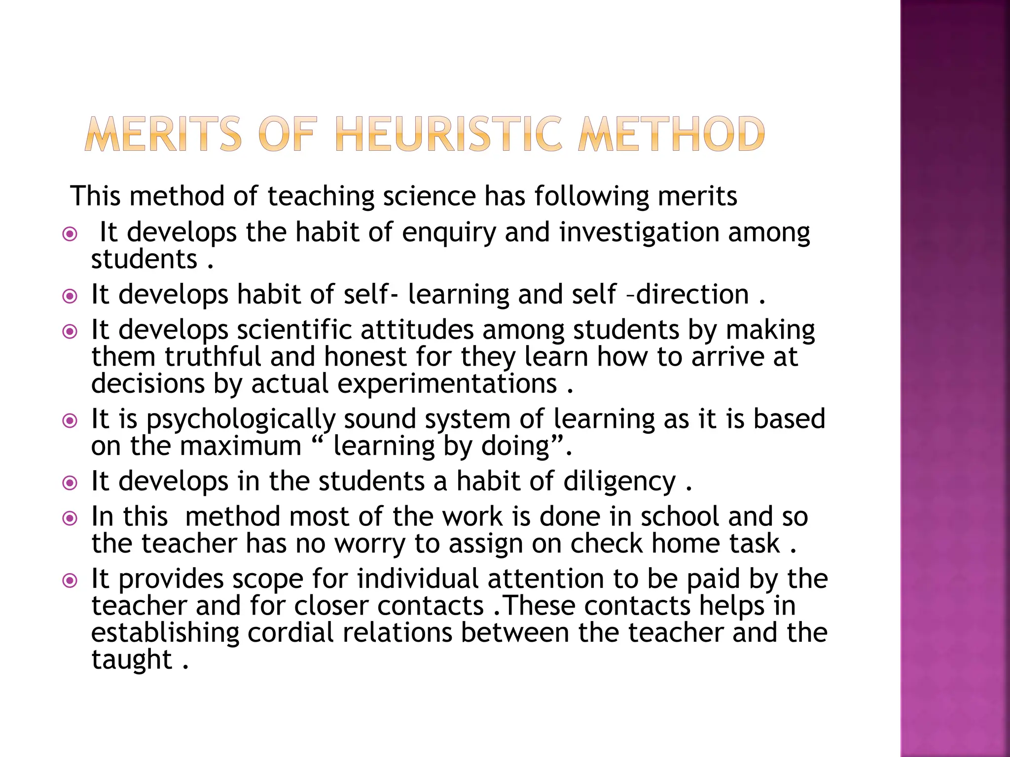 Heuristic method of teaching : student centered | PDF