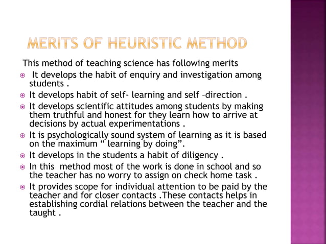 Heuristic method of teaching : student centered | PPT