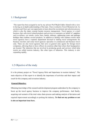 intern report on the role and importance of travel agency part- 2 | PDF