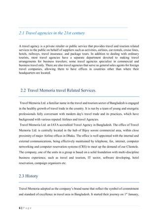 intern report on the role and importance of travel agency part- 2 | PDF