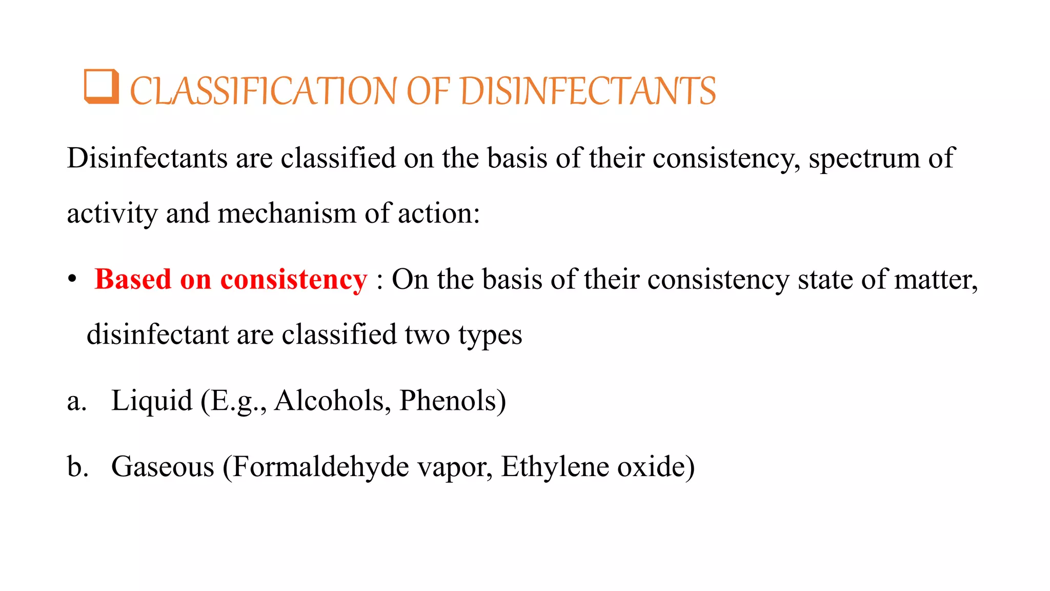 Classification and mode of action of disinfectants PHARMACEUTICAL ...