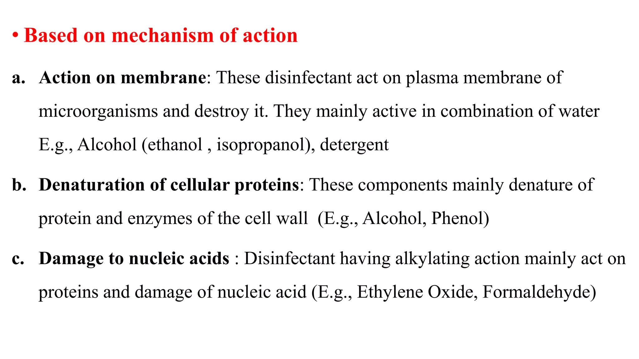 Classification and mode of action of disinfectants PHARMACEUTICAL ...