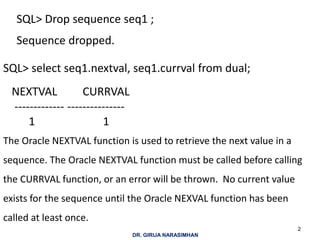 Part 3 drop sequence nextval,currval | PPT
