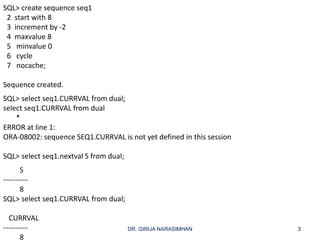 Part 3 drop sequence nextval,currval | PPT