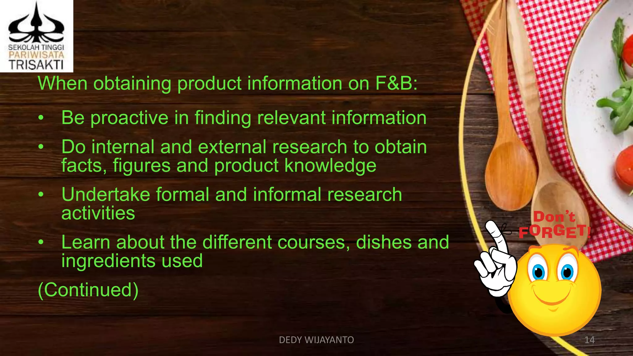 Part 3 food & beverage product knowledge | PPTX