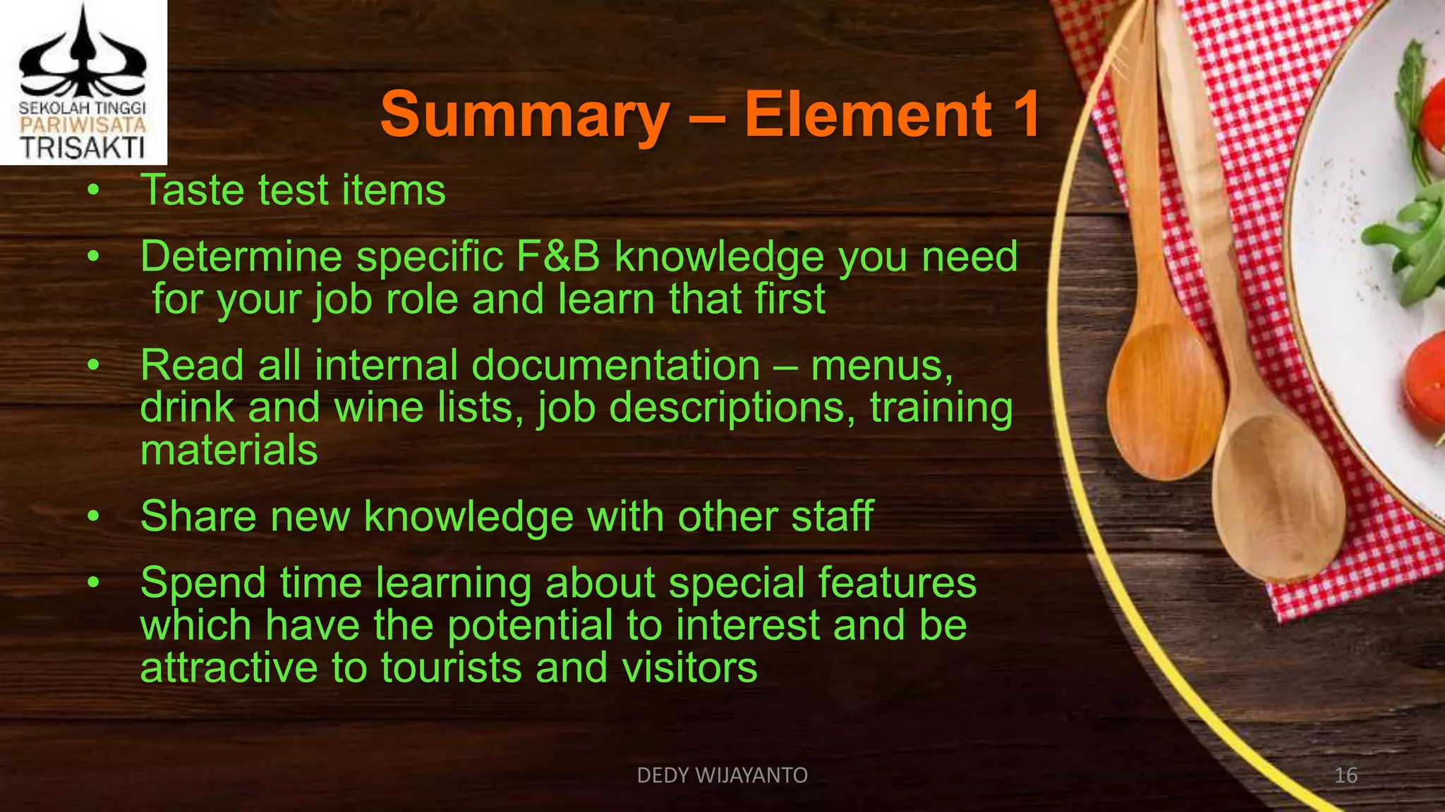 Part 3 food & beverage product knowledge | PPTX