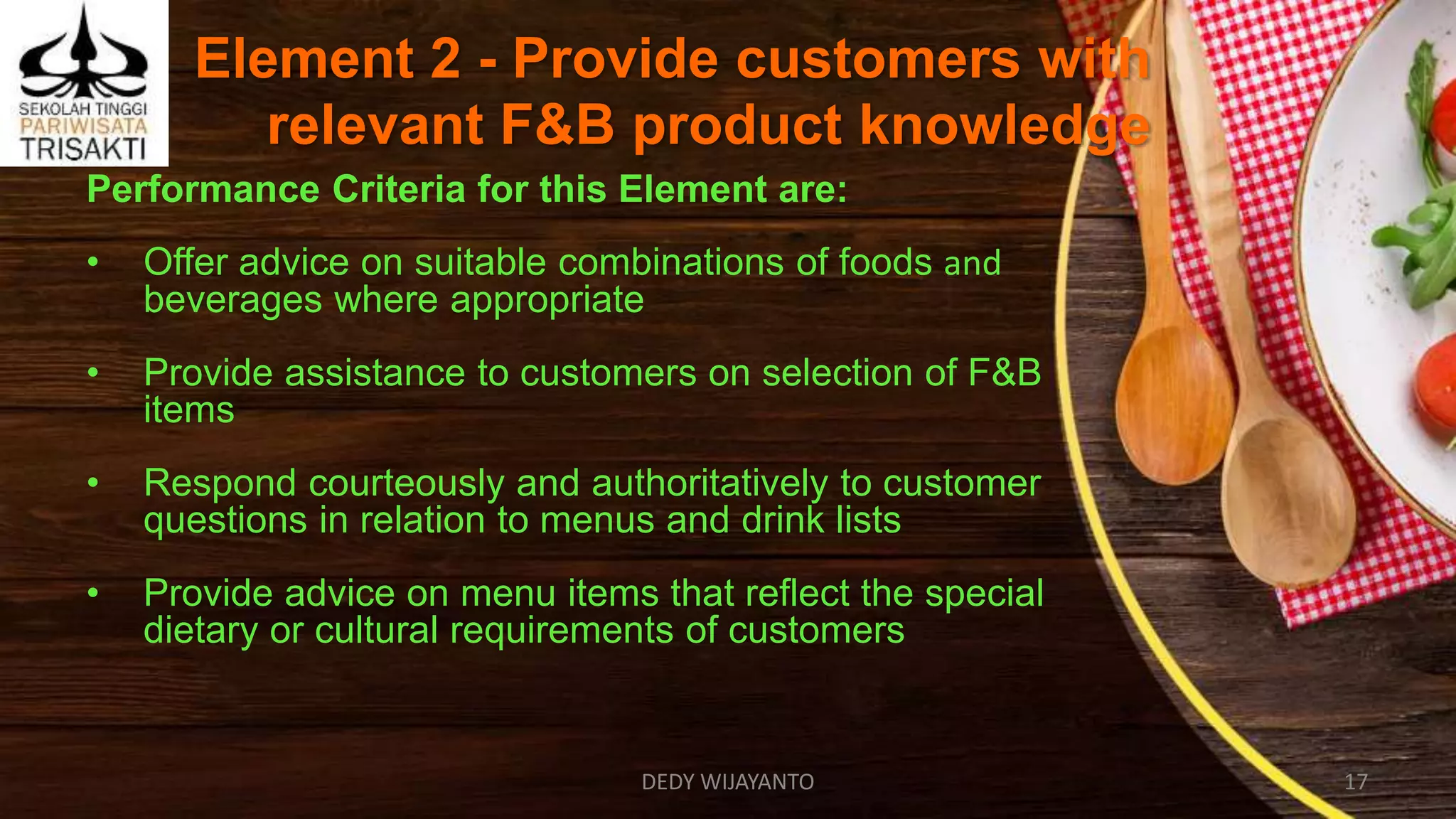 Part 3 food & beverage product knowledge | PPTX