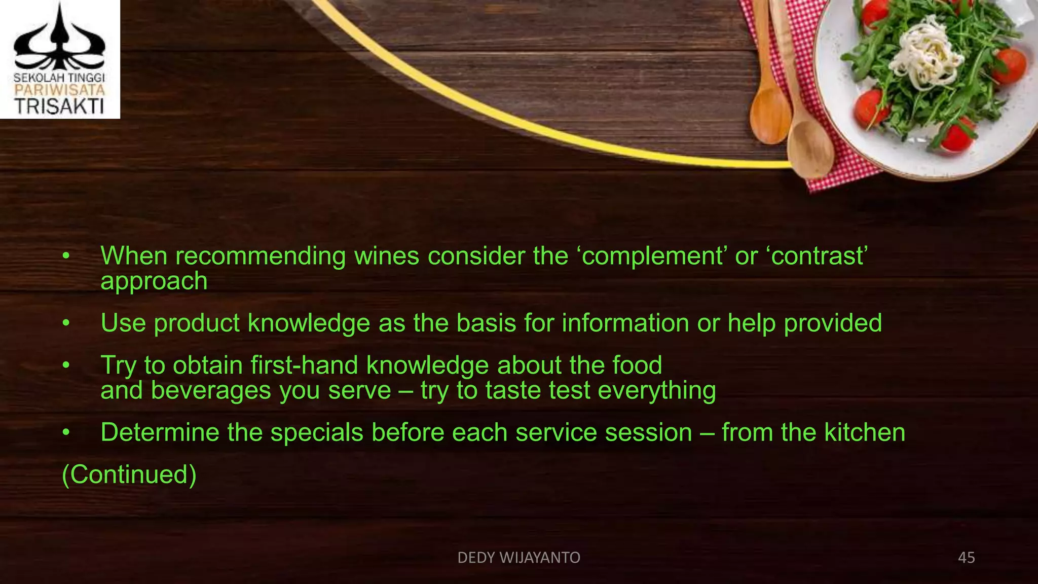 Part 3 food & beverage product knowledge | PPTX