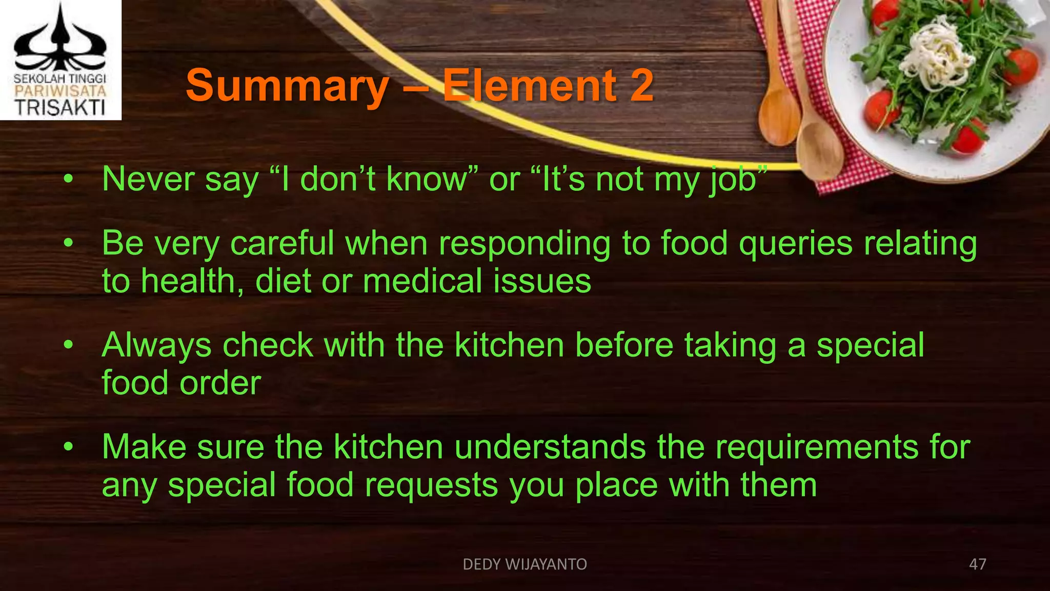 Part 3 food & beverage product knowledge | PPTX