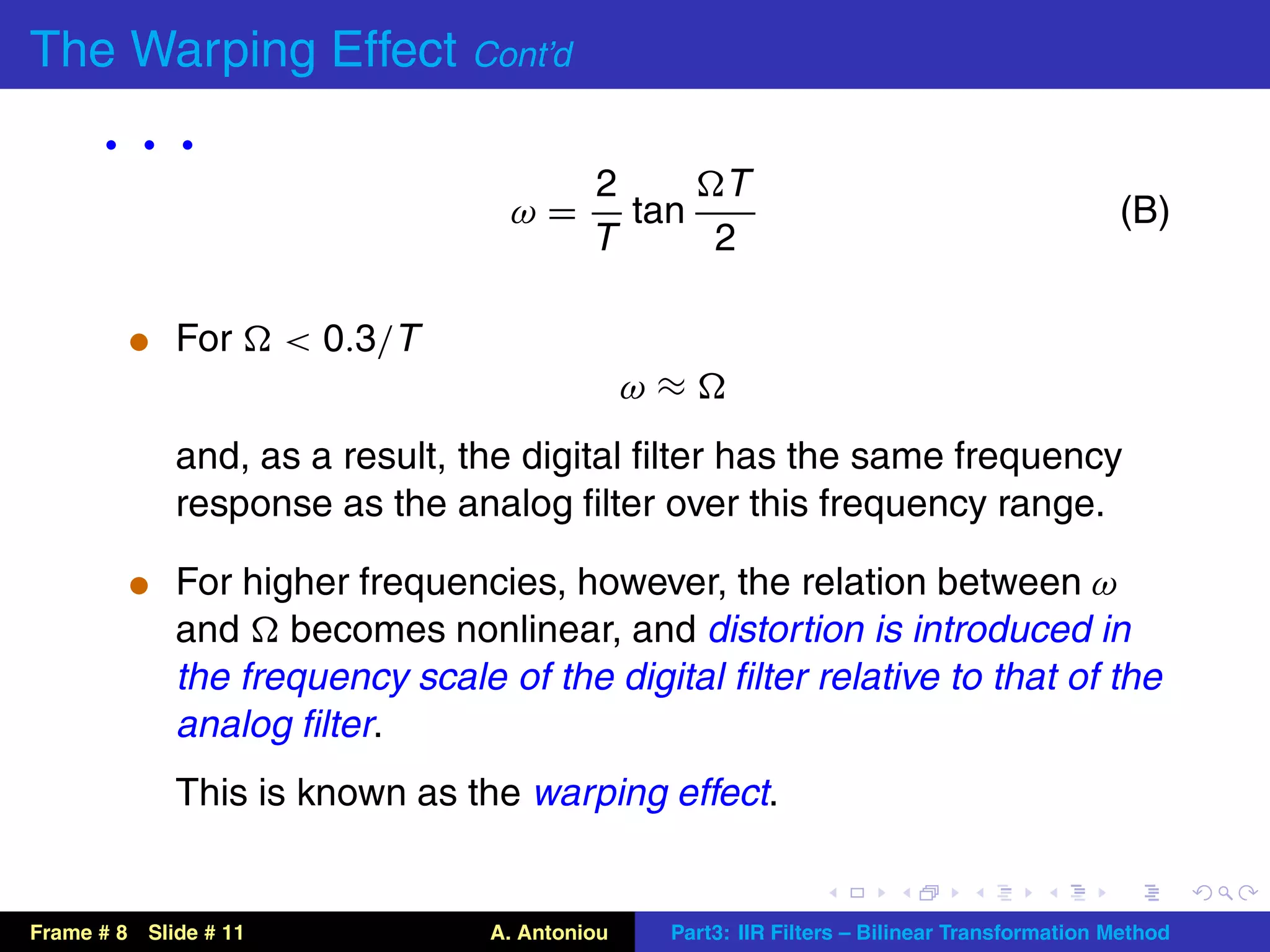 Warping Concept Iir Filters Bilinear Transformation Method Pdf