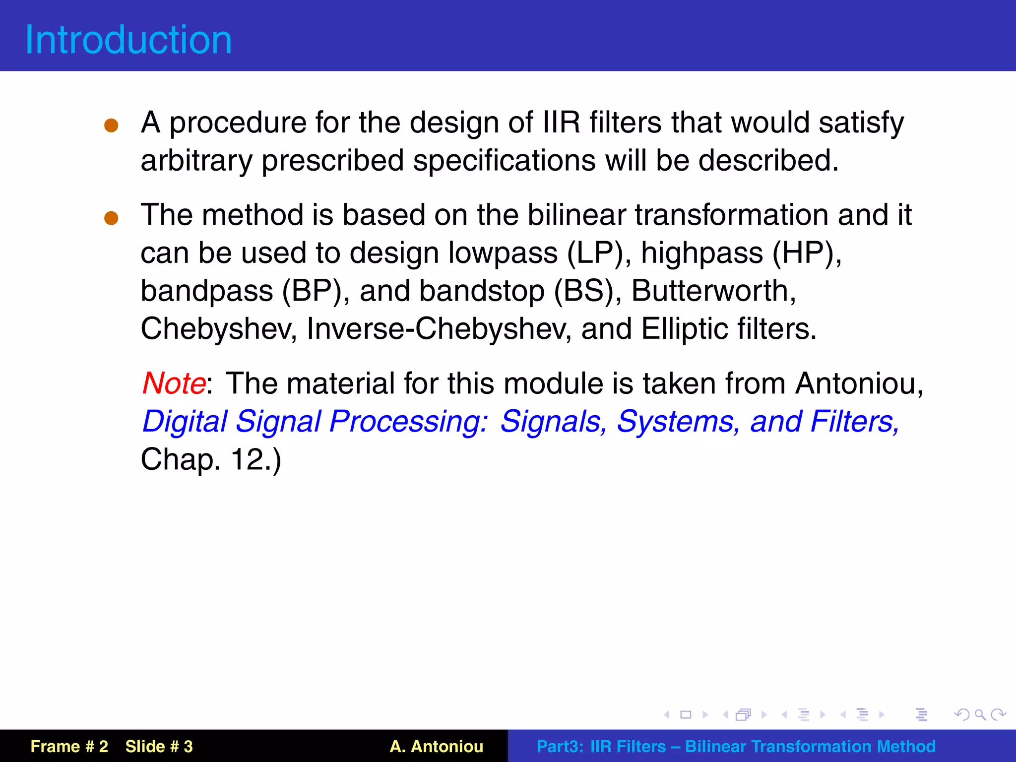 Warping Concept Iir Filters Bilinear Transformation Method Pdf