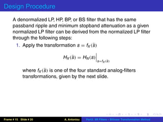 Warping Concept (iir filters-bilinear transformation method) | PDF